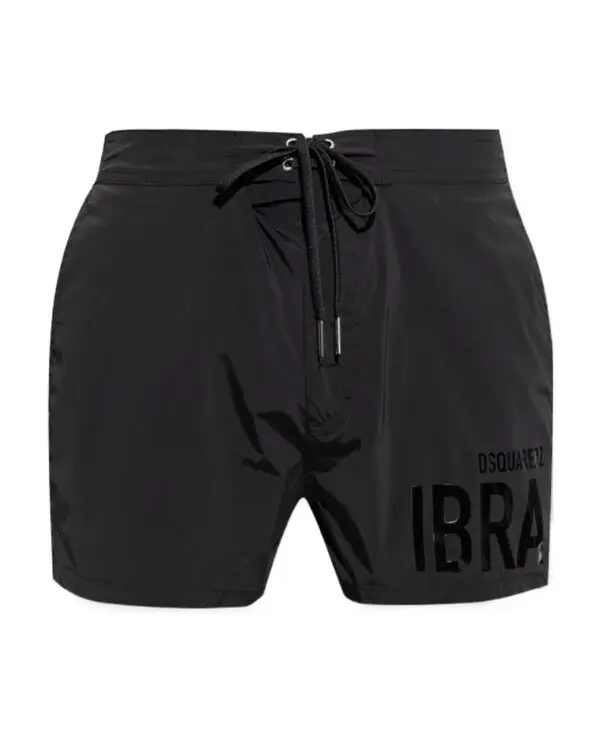 Dsquared2 Swim Trunks With Logo Print - Black