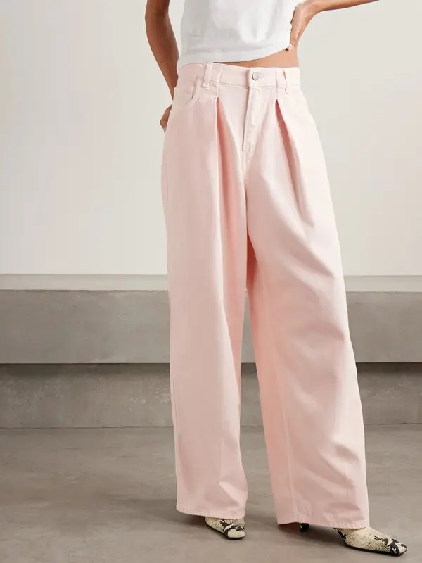 HAIKURE Candy Pleated Boyfriend Jeans - Pink