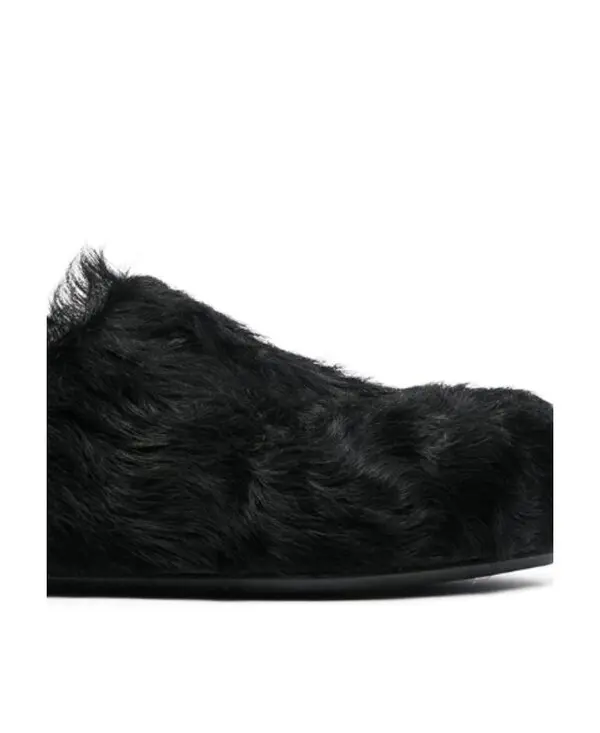 Marni Fluffy Flat Mules - Black