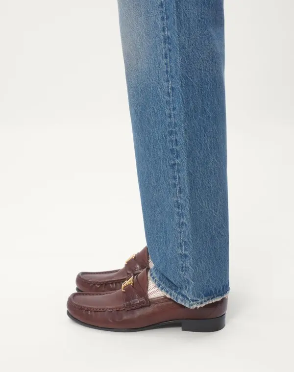 Valentino Garavani Logo Patch Straight Leg Jeans - Blue