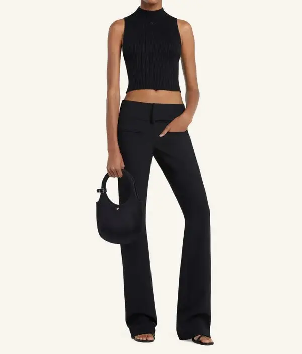 COURREGES Courrèges Ribbed Mock-neck Cropped Tank Top With Embroidered Logo