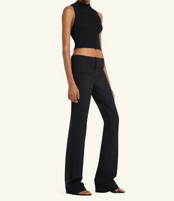 COURREGES Courrèges Ribbed Mock-neck Cropped Tank Top With Embroidered Logo