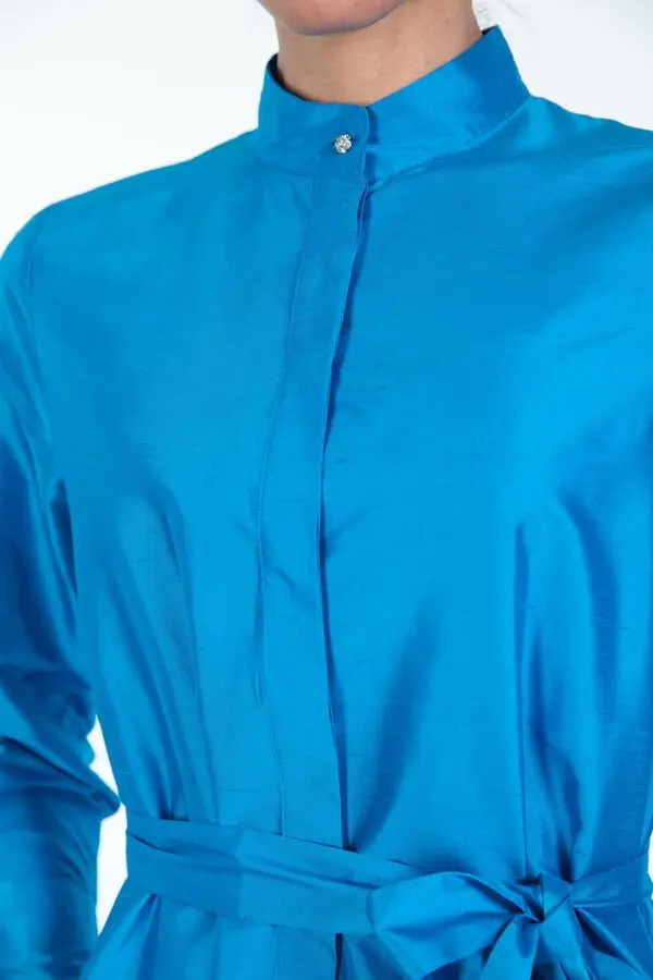 Max Mara Belted Silk Shirt Dress