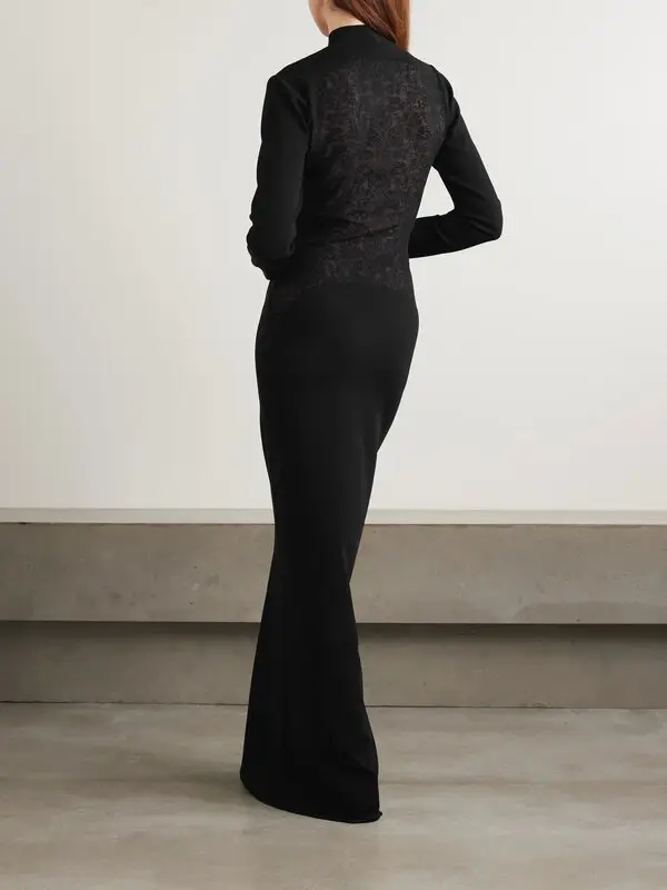 Stella McCartney High-neck Lace-trimmed Knit Maxi Dress