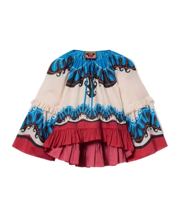 La DoubleJ Boho Blouse With Wide Sleeves And All-over Print - Multicolor