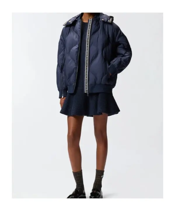 Pinko Cavia Hooded Bomber Jacket With Detachable Cape Sleeves