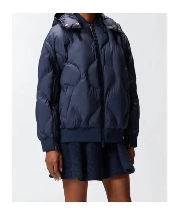 Pinko Cavia Hooded Bomber Jacket With Detachable Cape Sleeves