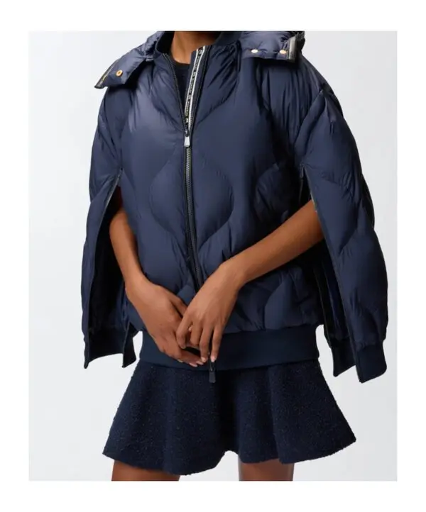 Pinko Cavia Hooded Bomber Jacket With Detachable Cape Sleeves