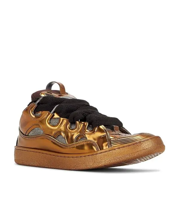 LANVIN Curb Lace-up Sneakers - Brown
