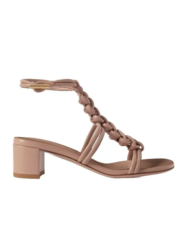 GIANVITO ROSSI 45mm Braided Block Heel Sandals - Brown