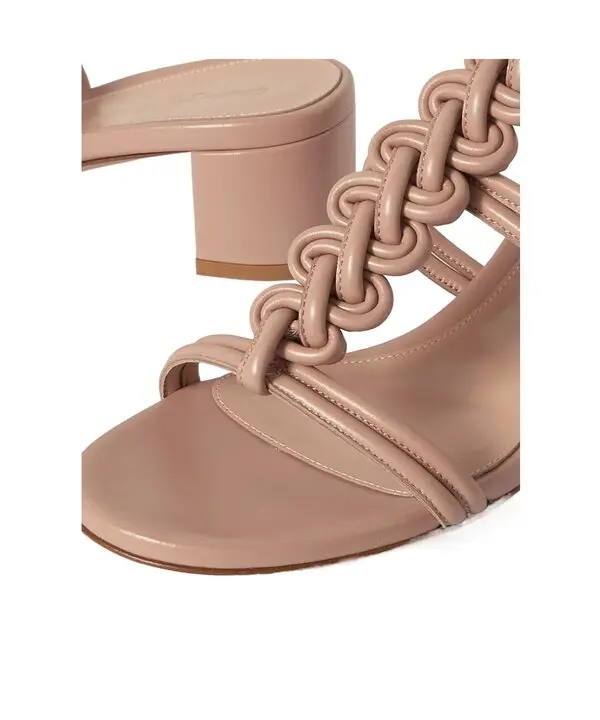 GIANVITO ROSSI 45mm Braided Block Heel Sandals - Brown