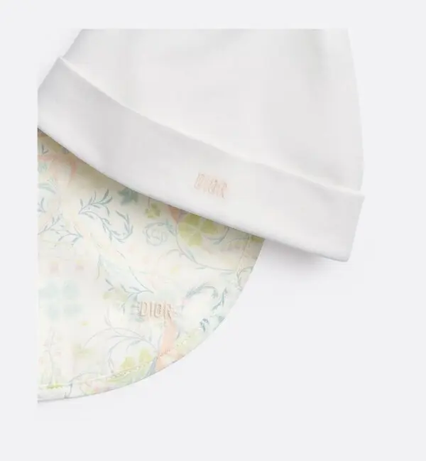 Dior Long-sleeved Jumpsuit, Knitted Hat, And Bib Set