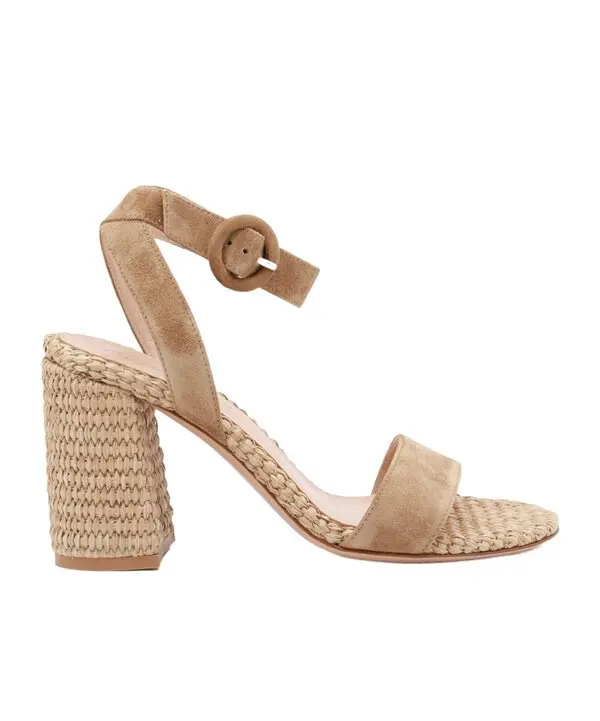 GIANVITO ROSSI Luana Ankle Strap Block Heel Sandals - Nude