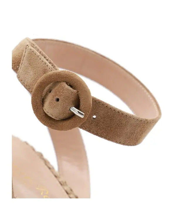 GIANVITO ROSSI Luana Ankle Strap Block Heel Sandals - Nude