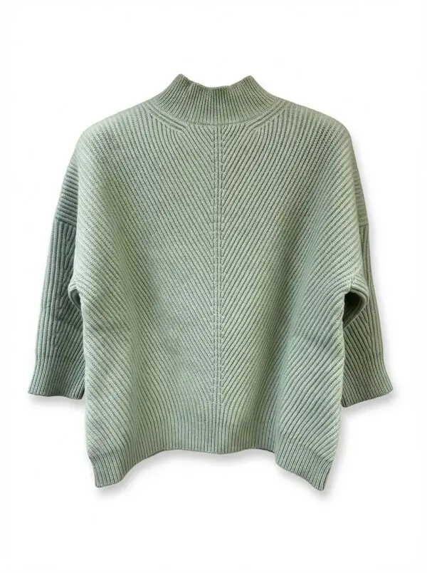 Max Mara Long Sleeve High Neck Ribbed Knit Sweater