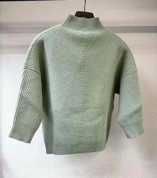 Max Mara Long Sleeve High Neck Ribbed Knit Sweater