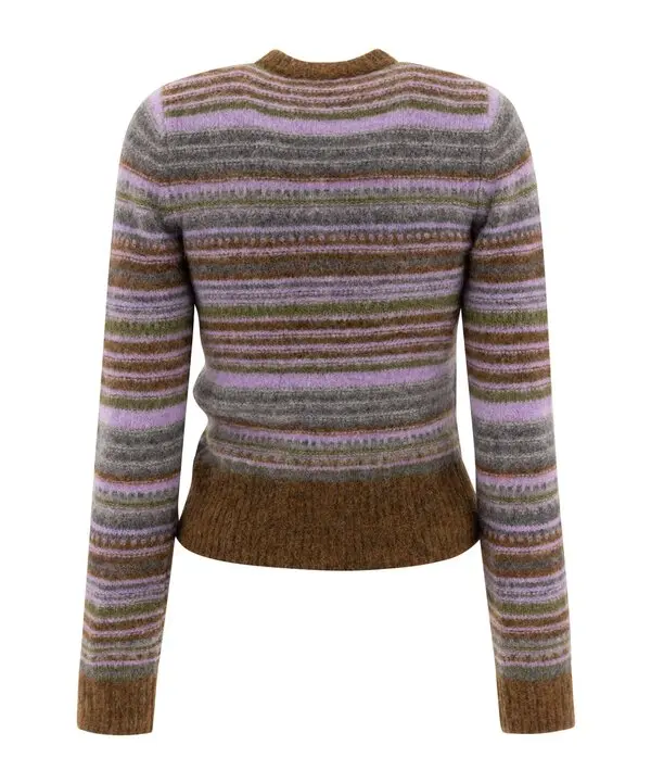 GANNI Striped Knit Cropped Cardigan - No