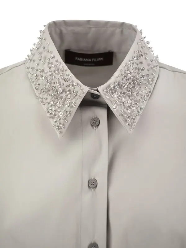 Fabiana Filippi Sleeveless Beaded Collar Blouse With Belt