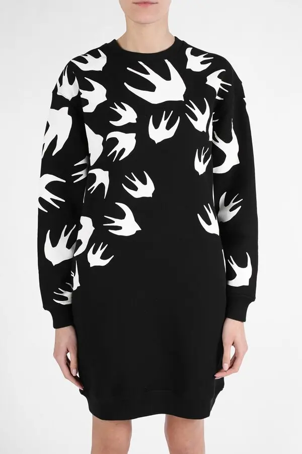 Alexander McQueen Swallow Print Knit Dress