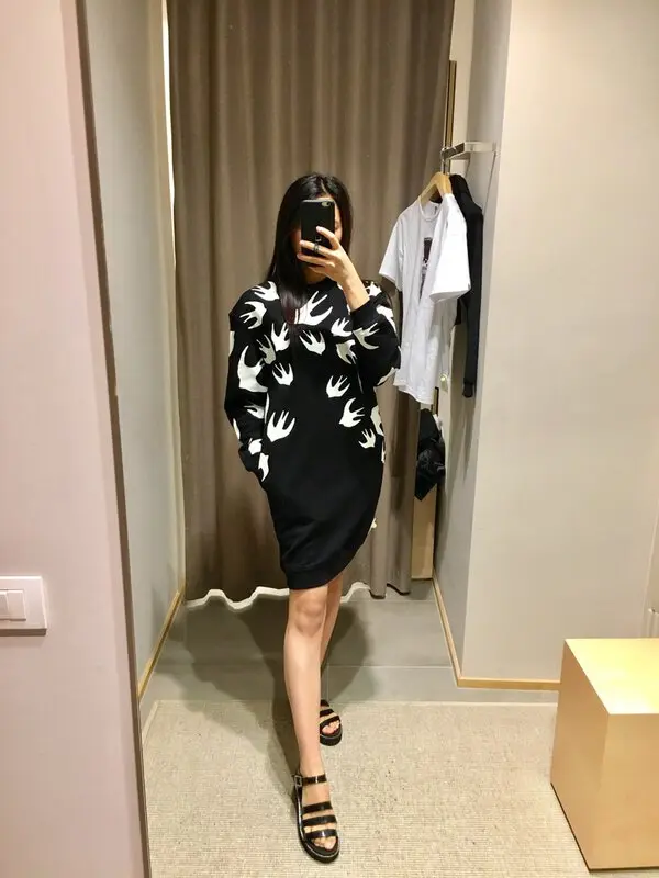Alexander McQueen Swallow Print Knit Dress