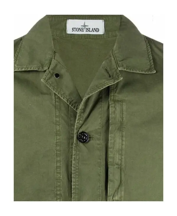 Stone Island Logo-patch Button-fastening Jacket - Green