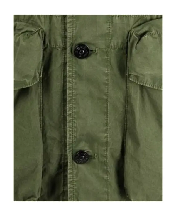 Stone Island Logo-patch Button-fastening Jacket - Green
