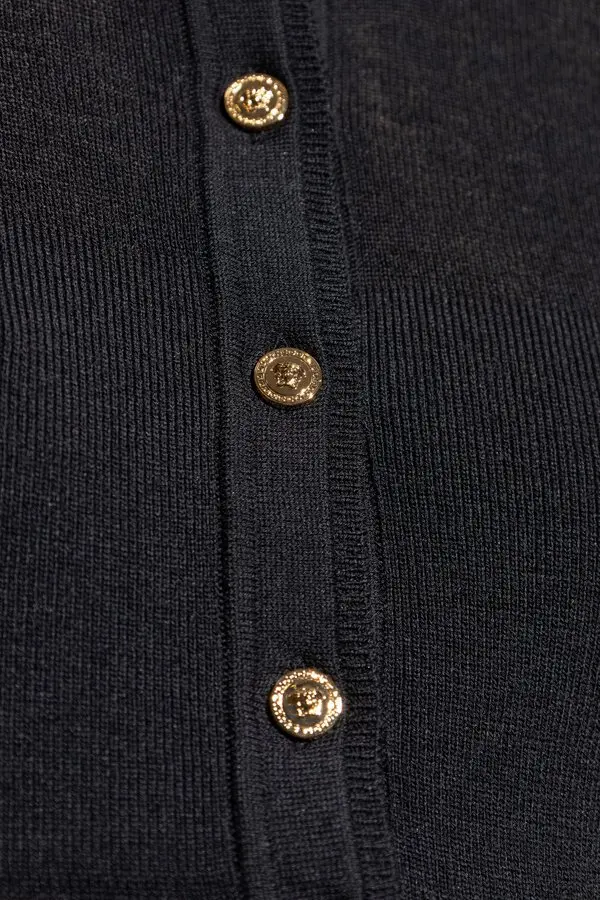 Versace Long Sleeve Fitted Maxi Dress With Button Closure