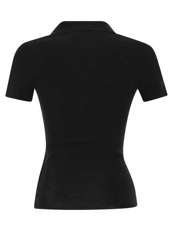 Max Mara Albero Short-sleeved Ribbed Polo Shirt - Black
