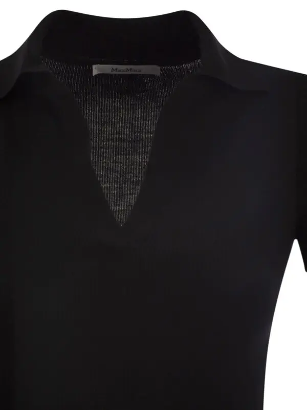 Max Mara Albero Short-sleeved Ribbed Polo Shirt - Black