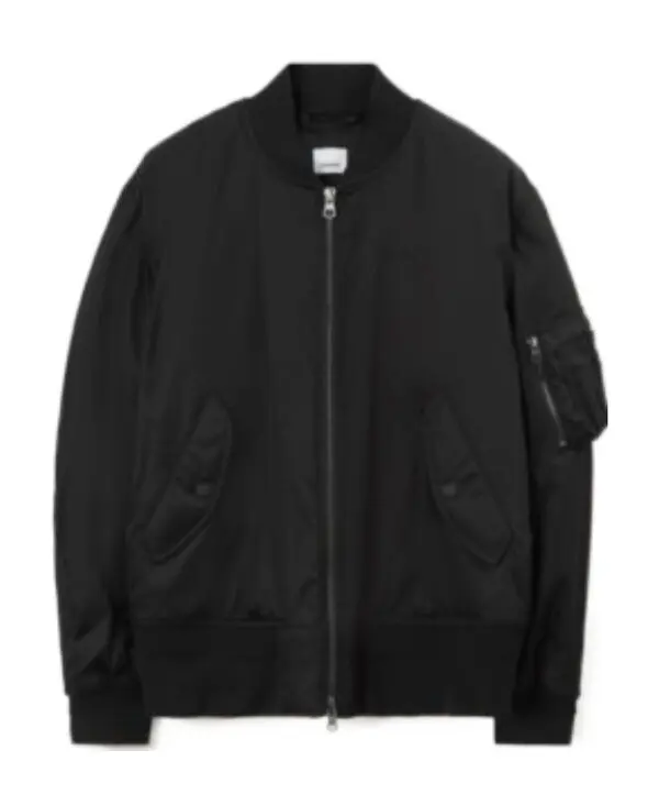 Burberry Checked Crest Zipped Bomber Jacket