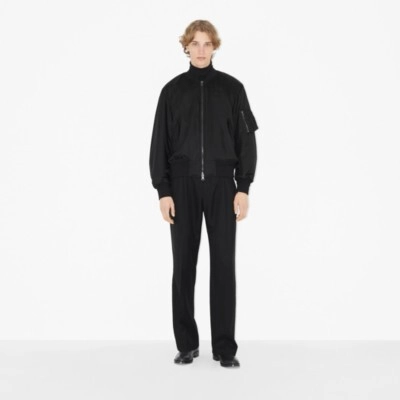 Burberry Checked Crest Zipped Bomber Jacket