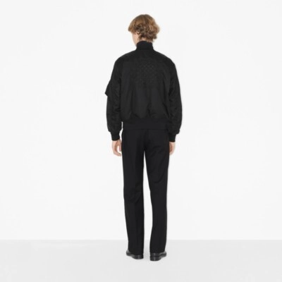 Burberry Checked Crest Zipped Bomber Jacket