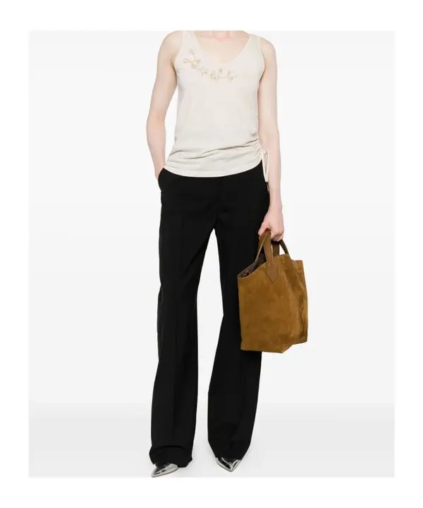 Fendi Logo Detailed Embellished Tank Top - Nude