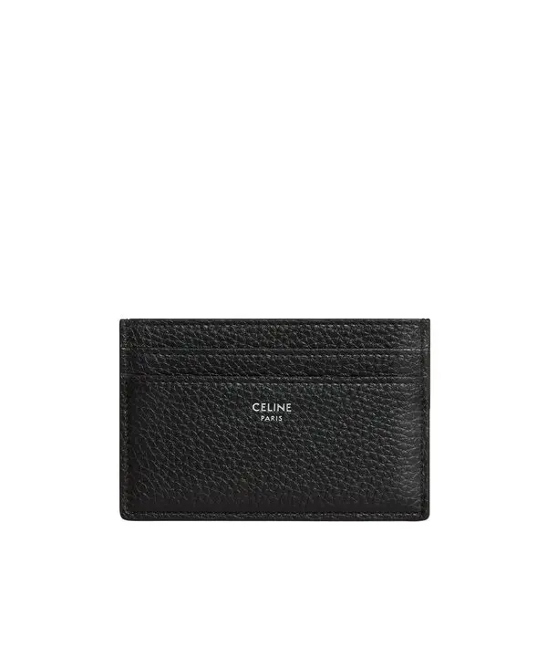 Celine Card Holder In Grained Calfskin - Black