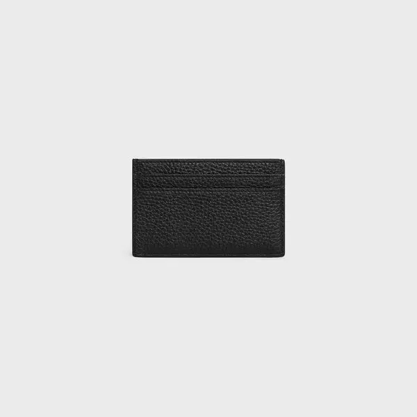 Celine Card Holder In Grained Calfskin - Black