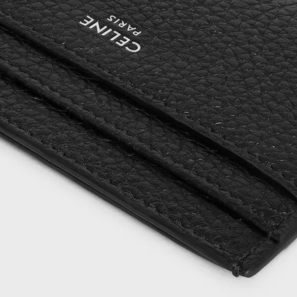 Celine Card Holder In Grained Calfskin - Black