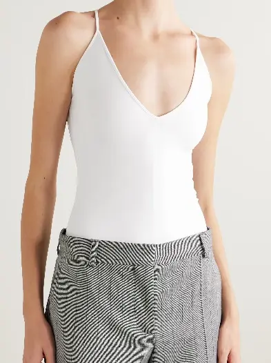 Wardrobe.NYC Stretch-jersey Thong Bodysuit - White