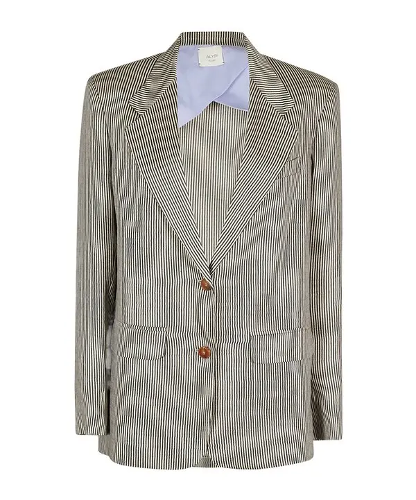 ALYSI Striped Single-breasted Blazer - White