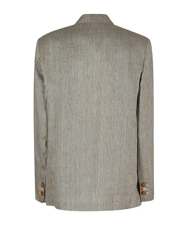 ALYSI Striped Single-breasted Blazer - White