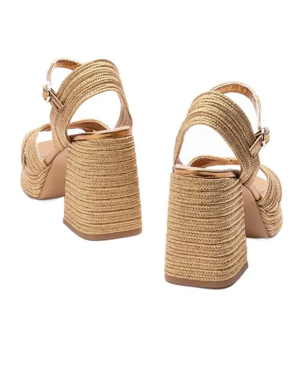 CastaÑer Interwoven Metallic Slingback Sandals - Nude