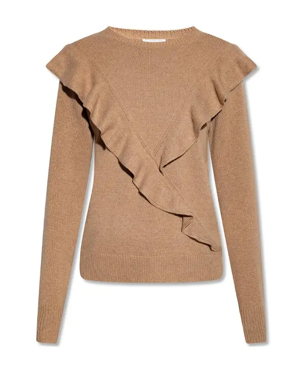 Chloé Ruffled Panel Cashmere Jumper - Beige