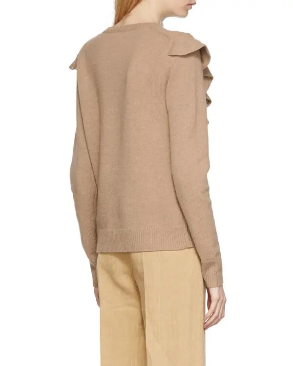 Chloé Ruffled Panel Cashmere Jumper - Beige
