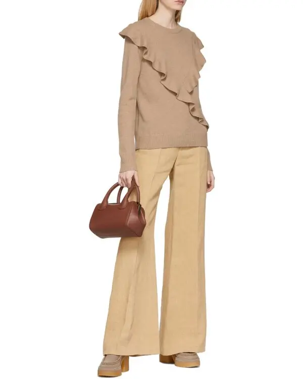 Chloé Ruffled Panel Cashmere Jumper - Beige