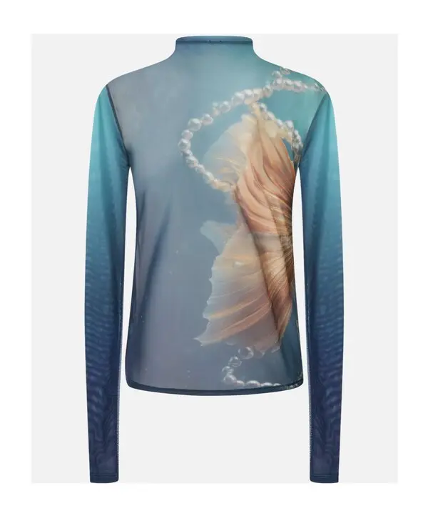 Pinko Fish-print Mesh Top