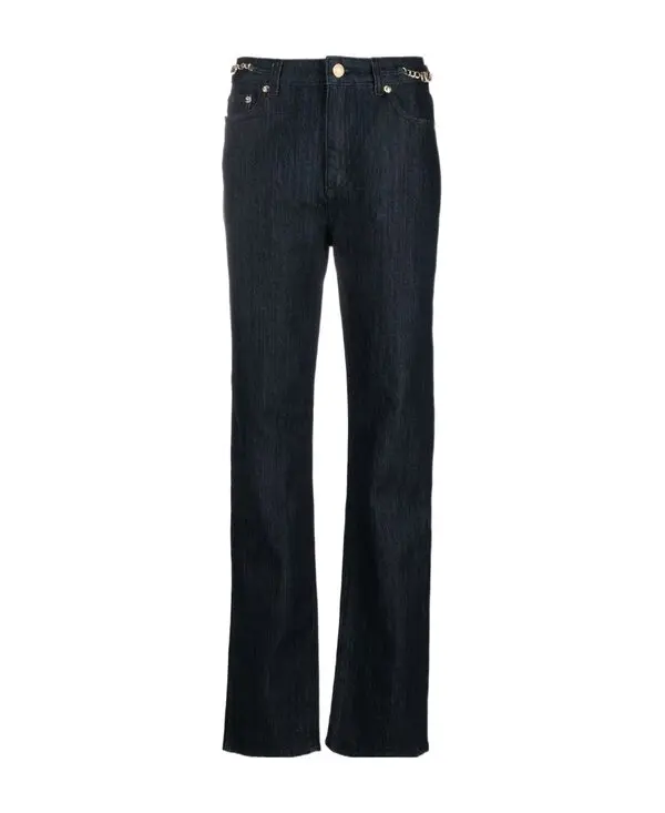Michael Kors Cropped Straight Leg Jeans With Chain Detail