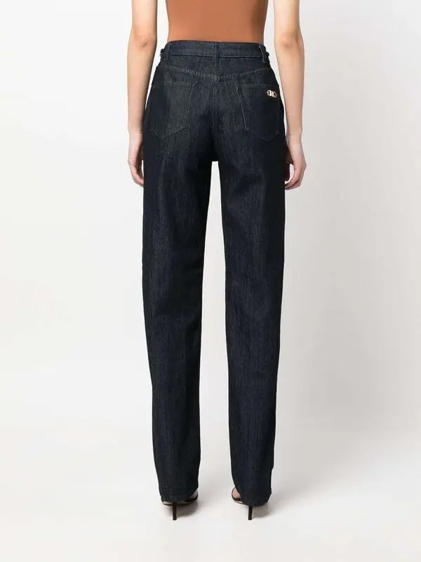 Michael Kors Cropped Straight Leg Jeans With Chain Detail