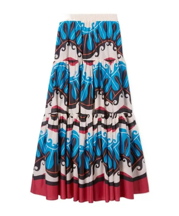 La DoubleJ Abstract Print Maxi Skirt - Blue