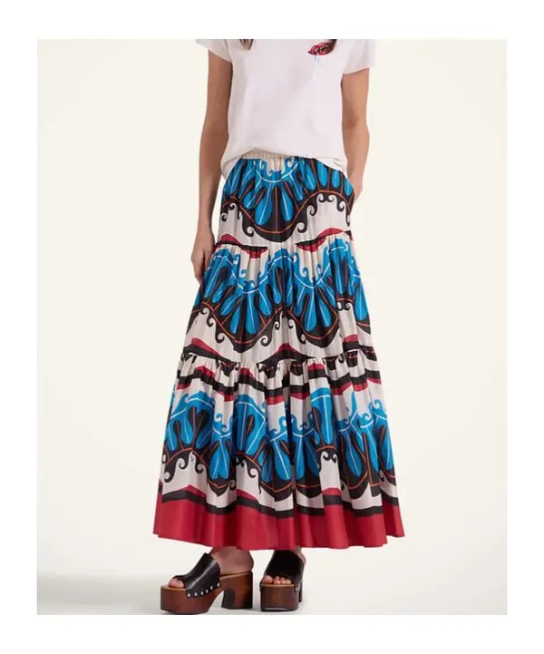 La DoubleJ Abstract Print Maxi Skirt - Blue