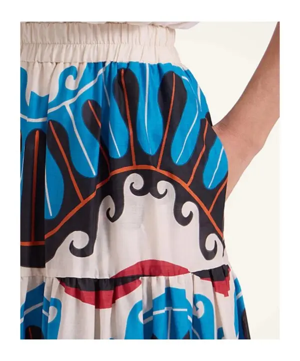 La DoubleJ Abstract Print Maxi Skirt - Blue