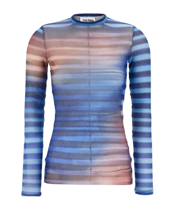 JEAN PAUL GAULTIER Printed Mesh Long Sleeve Top